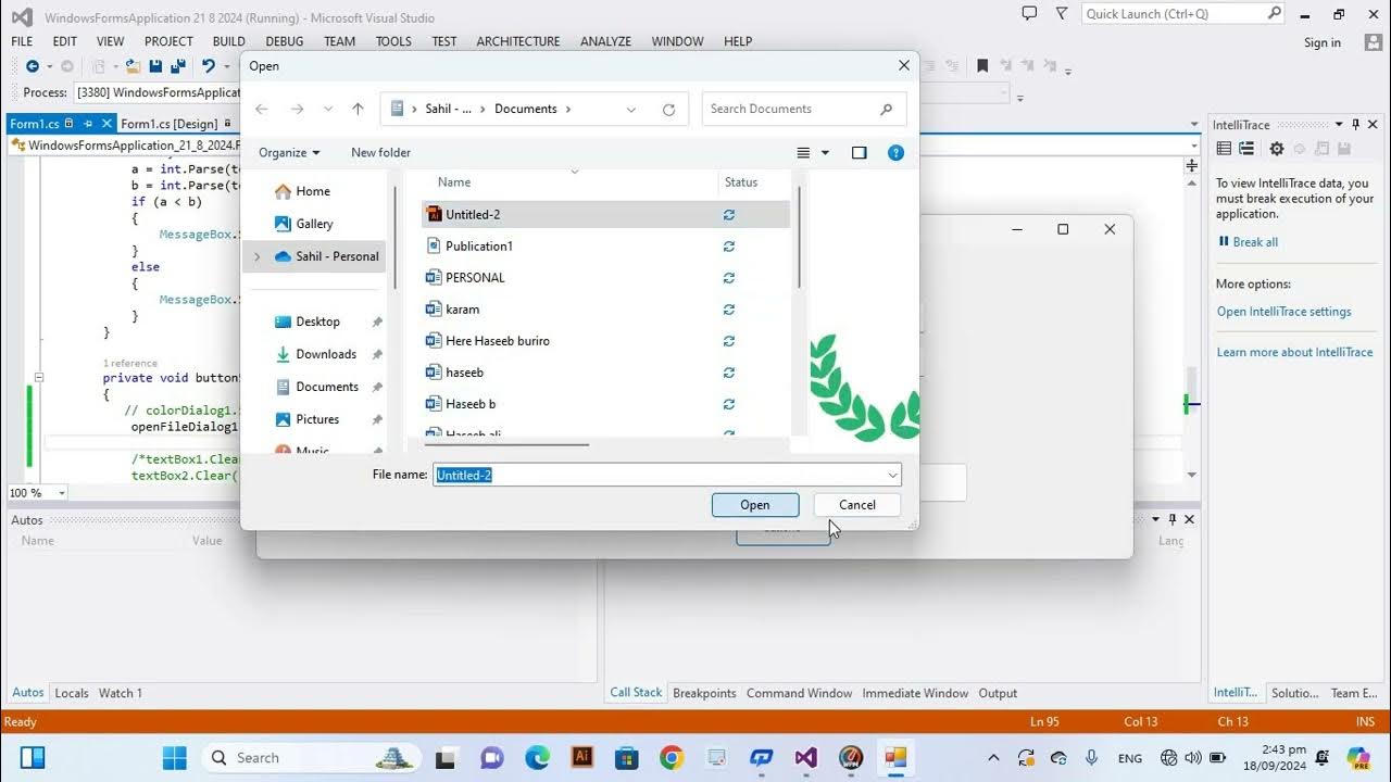Visual Studio 2016 Lecture 24 | Dialogbox Color and file open Dialog Box C Sharp| Visual Studio ...