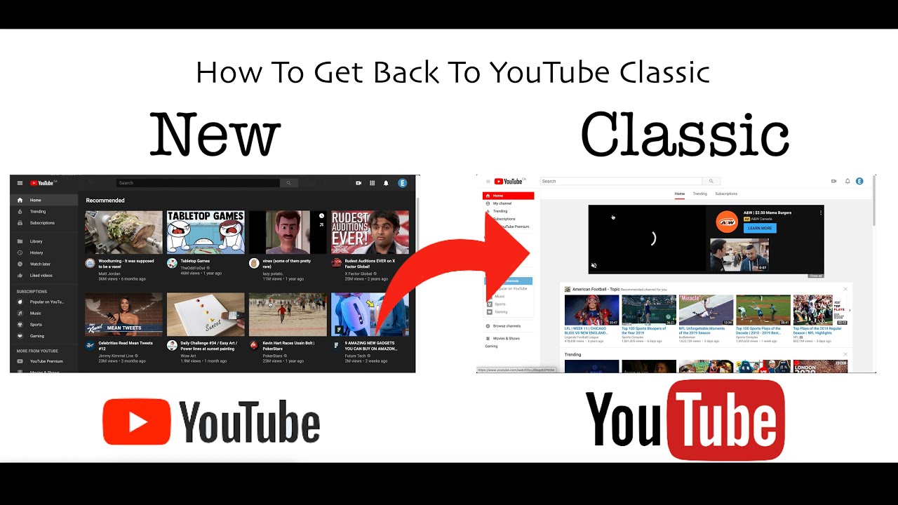 Outdated?? How To Return to YouTube Classic ( format ) - YouTube