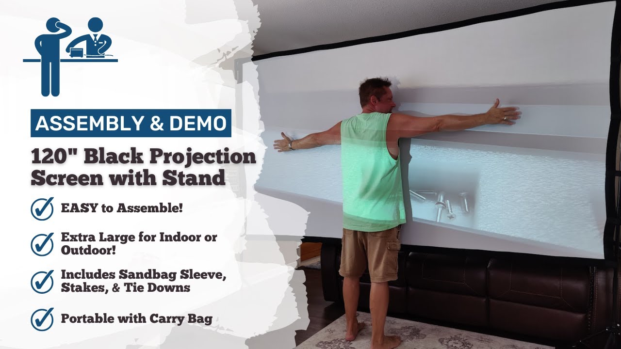 Assembly and Demo - lejiada 120" Portable Black Backed Wide Screen ...