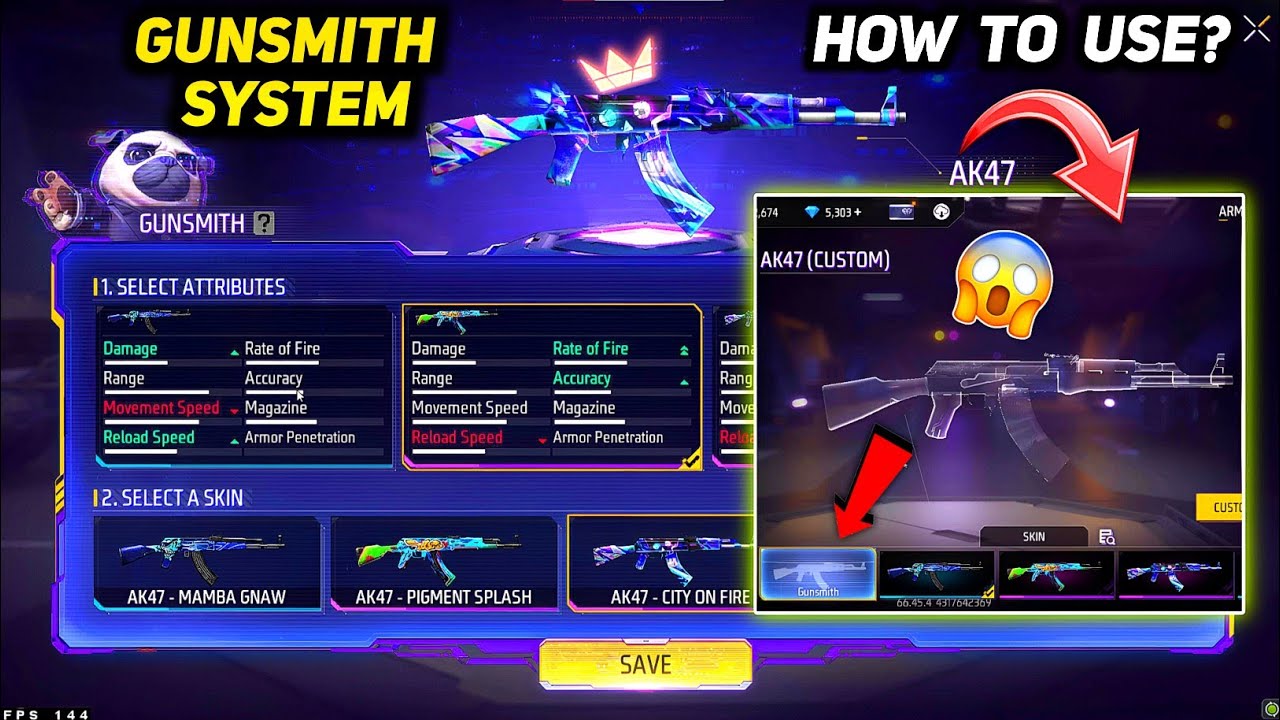 New Gunsmith System - Free Fire Gunsmith Use | Gunsmith Customize ...