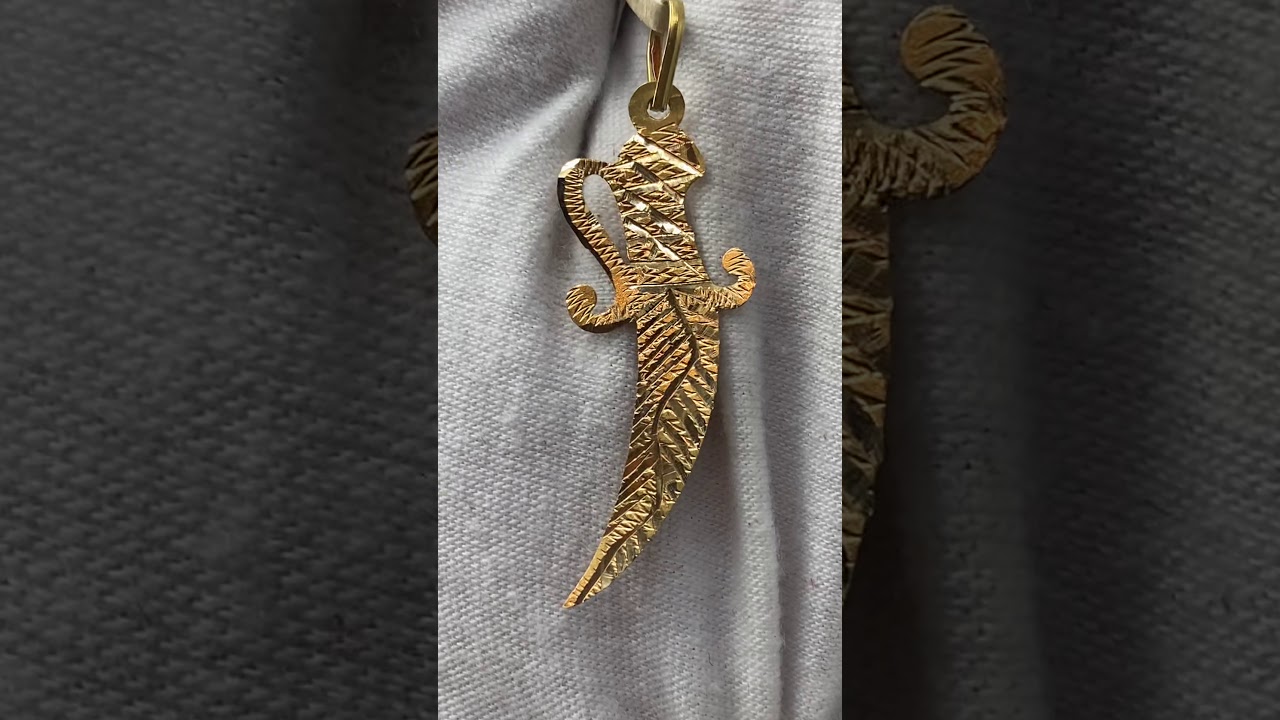 22k Pendant Solid Gold Elegant Sikh Kirpan Dagger Design P340z - YouTube