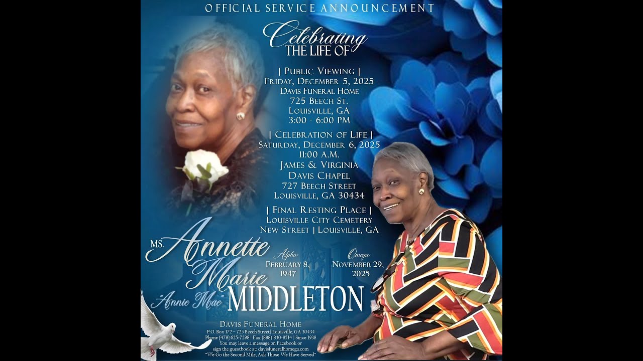 Ms. Annette Marie "Annie Mae" Middleton Homegoing Tribute Video - YouTube