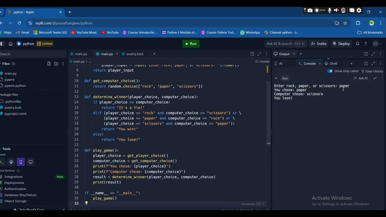 Rock Paper Scissors Python - YouTube