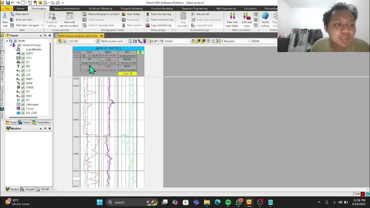 Tutorial input data, interpretasi litoogi, fluida, dan zona prospek menggunakan software petrel ...