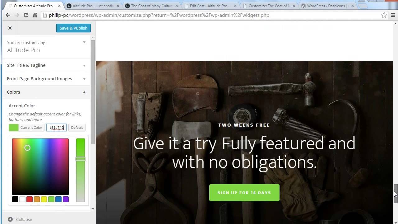 Altitude Pro theme – more useful tips. Add a jump menu, dashicons and more - YouTube