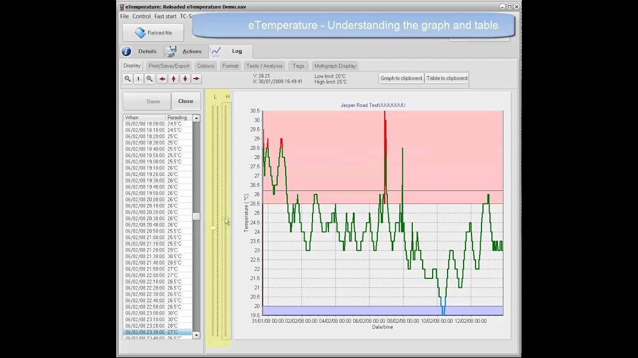 eTemperature Temperature Logger Software - Graphs - YouTube