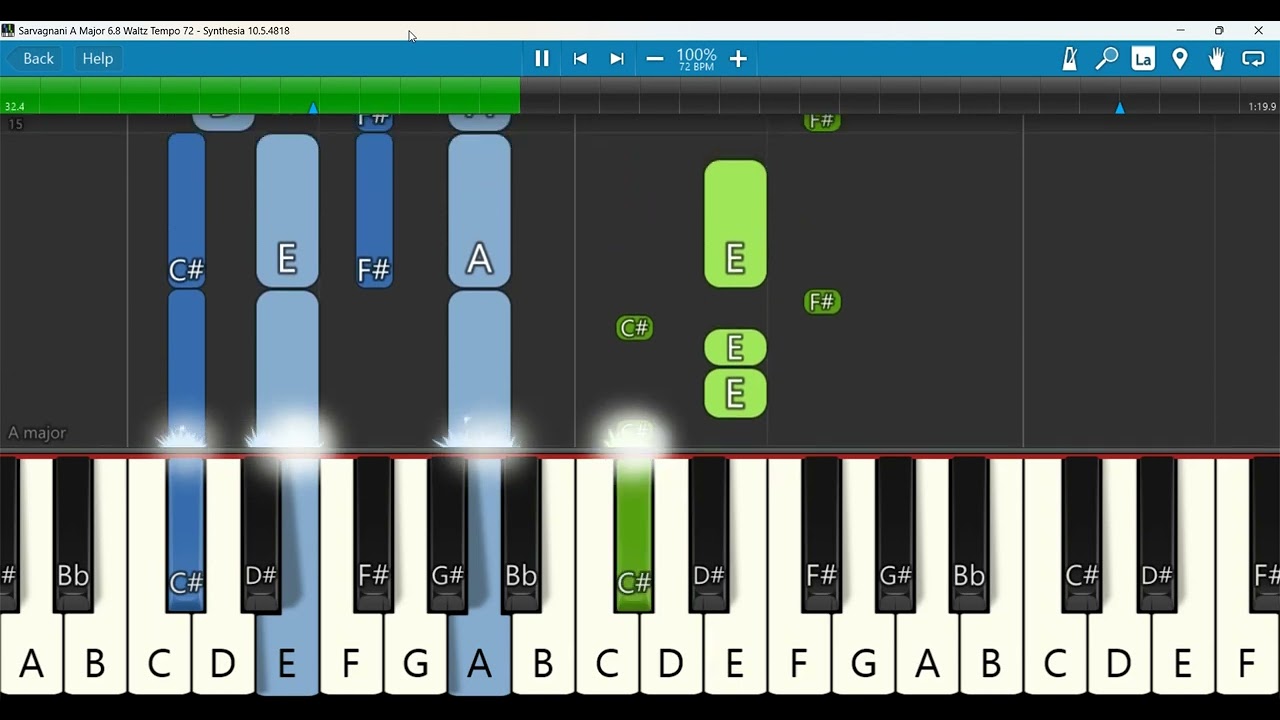 Sarvagnani Keyboard Notes A Major 6/8 Waltz Tempo 72 | Timothy Sharan ...