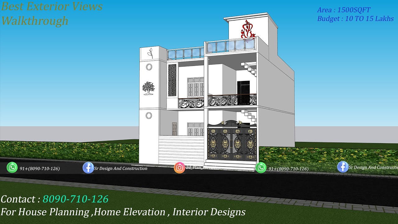 1500 SQFT (G+1) कम बजट के घर का डिज़ाइन /Modern Home Elevation ...