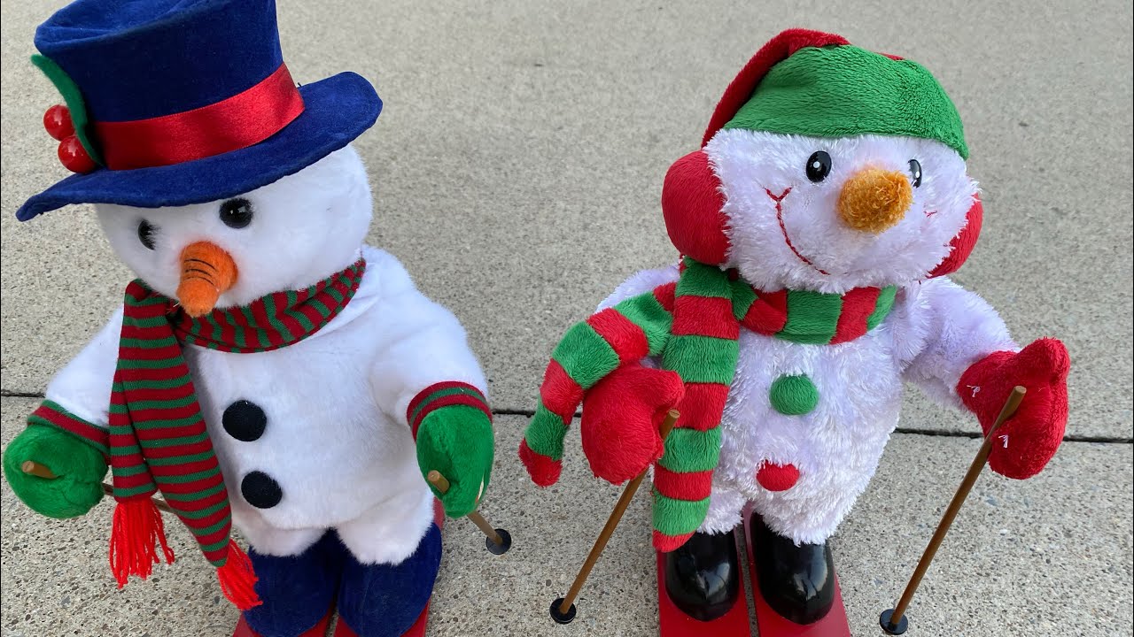 Super Rare Gemmy Racing Snowmen (2004 Skiing Snowmen) - YouTube