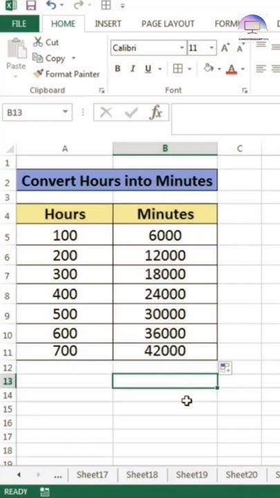 How to Convert Hours into Minutes #excel #exceltips #exceltricks # ...
