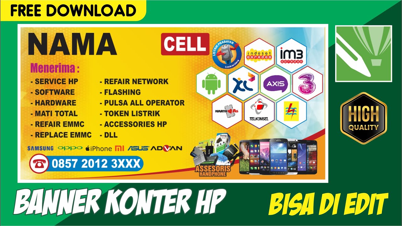 BANNER KONTER HP - FREE DOWNLOAD FILE CDR BISA DI EDIT !! - YouTube