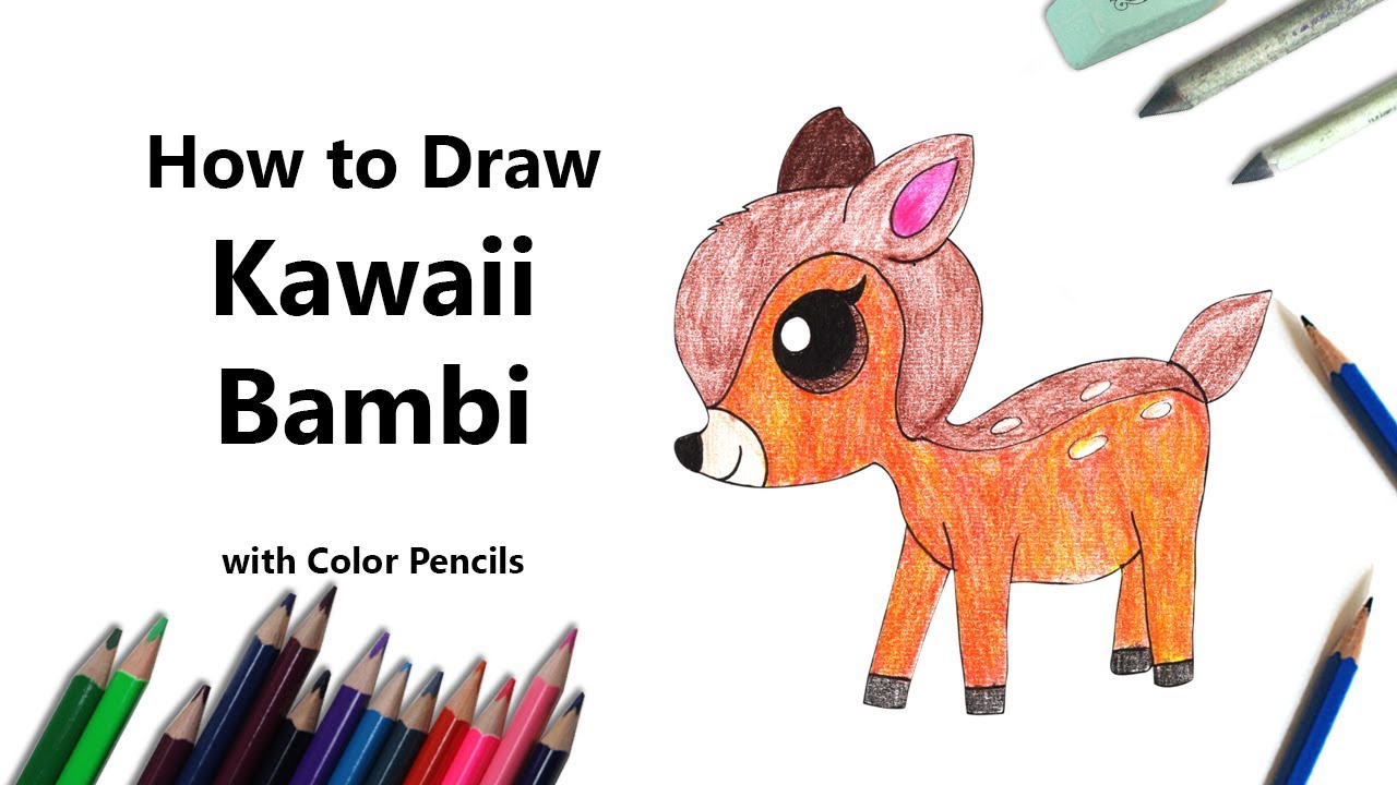 How to Draw Kawaii Bambi Step by Step - very easy - YouTube