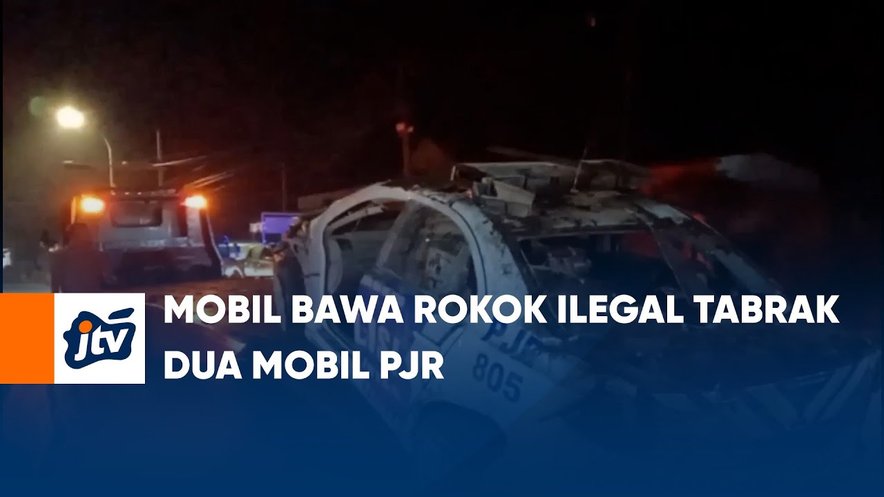 Mobil Bawa Rokok Ilegal Tabrak Dua Mobil PJR - YouTube