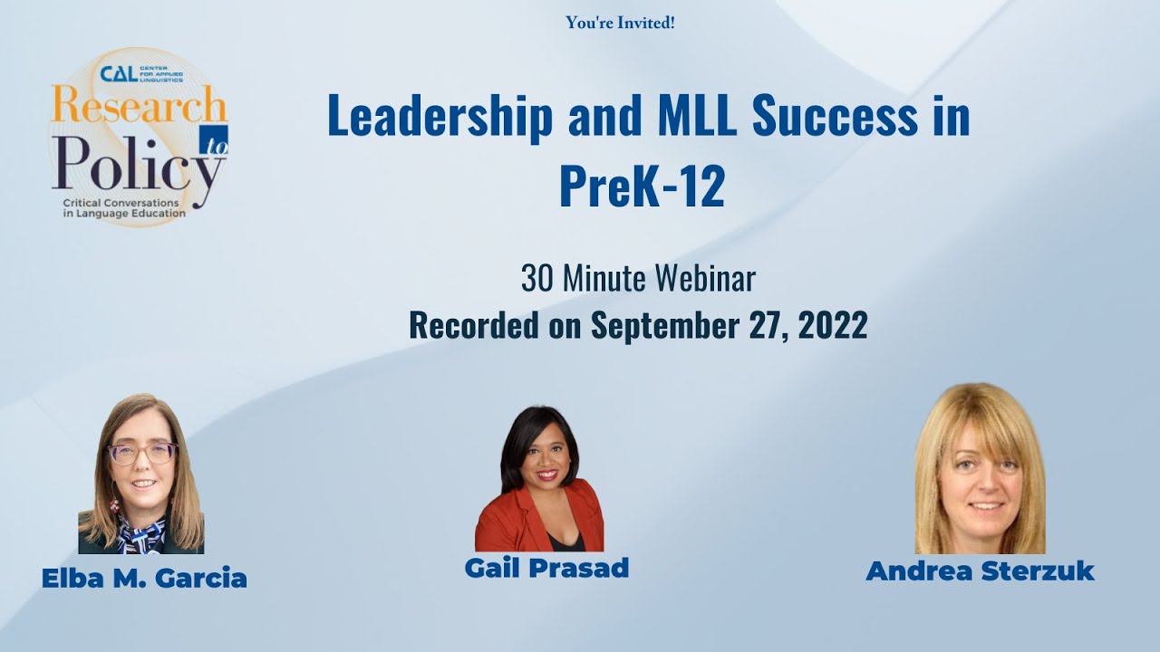 Leadership and MLL Success in PreK-12 - YouTube