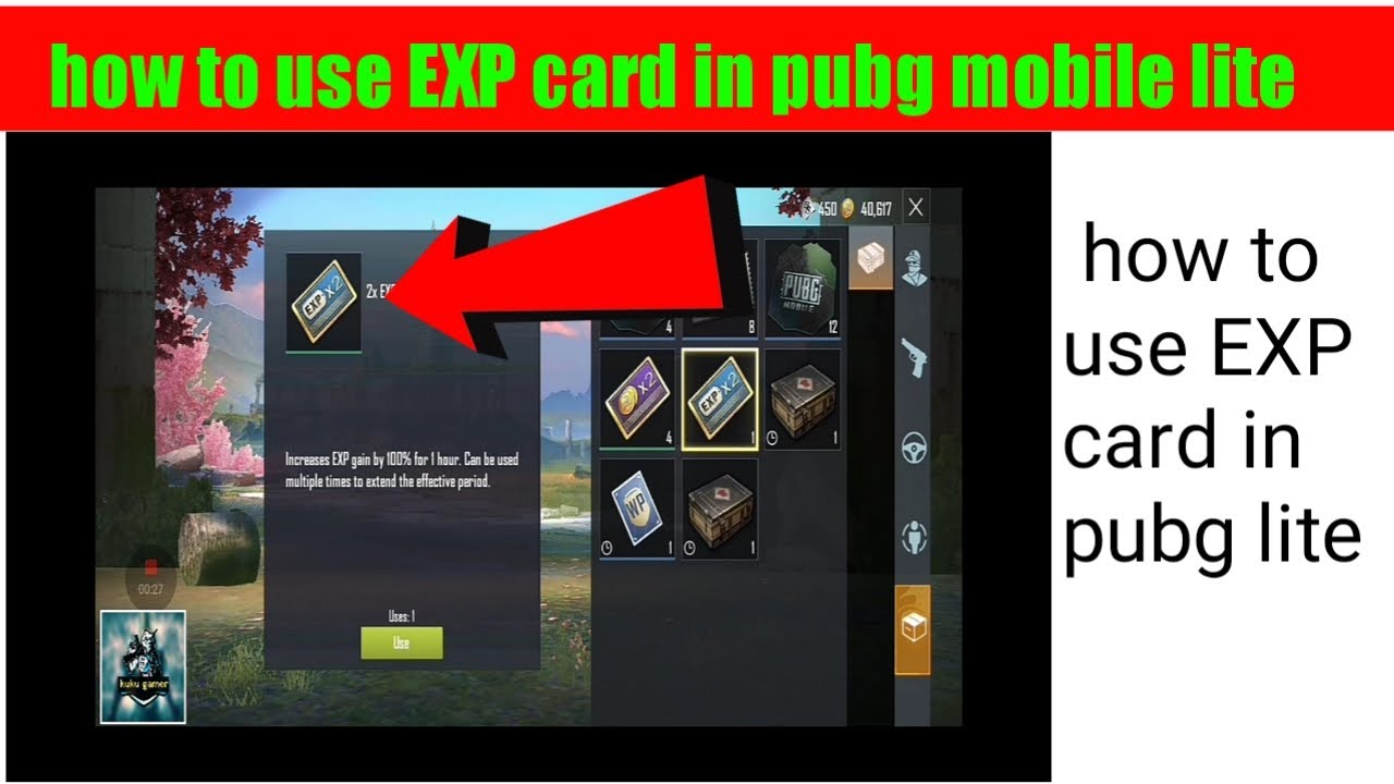 How to use EXP card in pubg mobile lite - YouTube