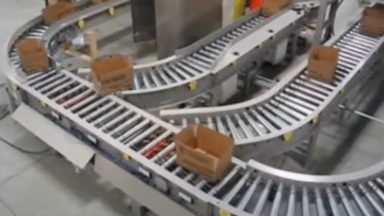 How does an automated case filling conveyor system work? - YouTube