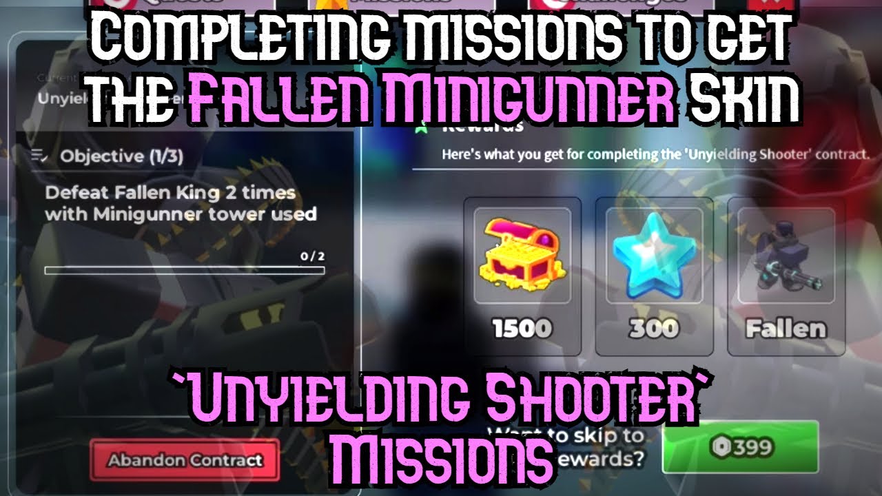 COMPLETING MISSIONS TO GET FALLEN MINIGUNNER || Tower Defense Simulator ...