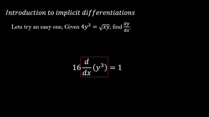 Implicit Differentiation Examples Youtube Implicit Differentiation: