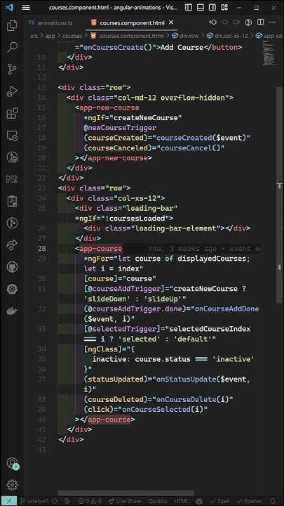 How to animate the courses slide down along with new course #angular #leelawebdev - Angular16 ...