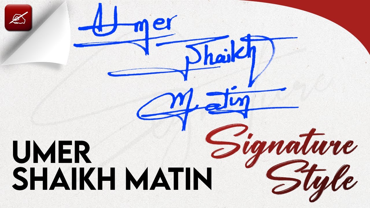 ️ Umer Shaikh Matin Name Signature Style | Letter U signature style ...