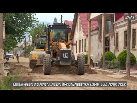 Tovuz rayonunda 1 şəhər və 4 kəndi əhatə edən yolların yenidən qurulması davam edir