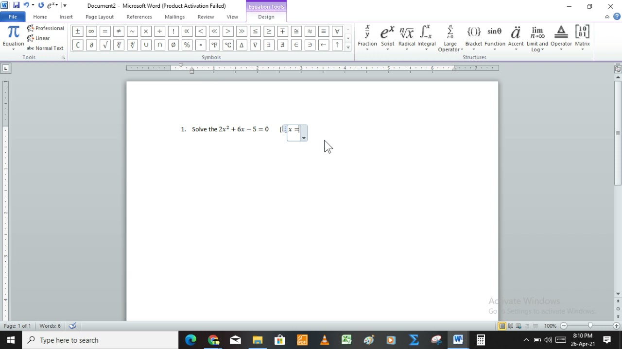 how to use Microsoft office to type mathematical equation - YouTube