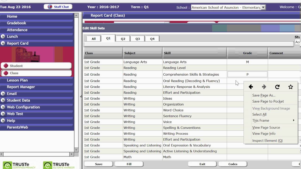 RenWeb -Inputing Grades in Report Card - YouTube