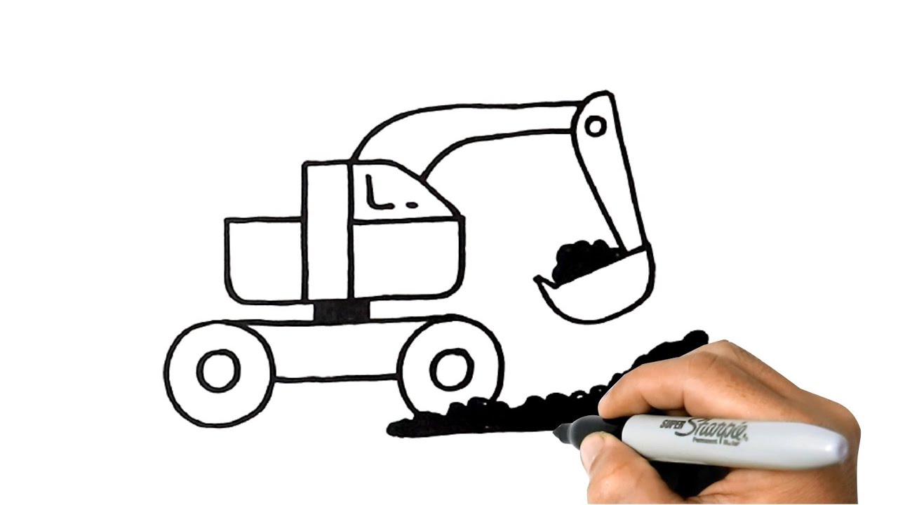How to Draw an EXCAVATOR Easy Step by Step Drawing Learning - YouTube