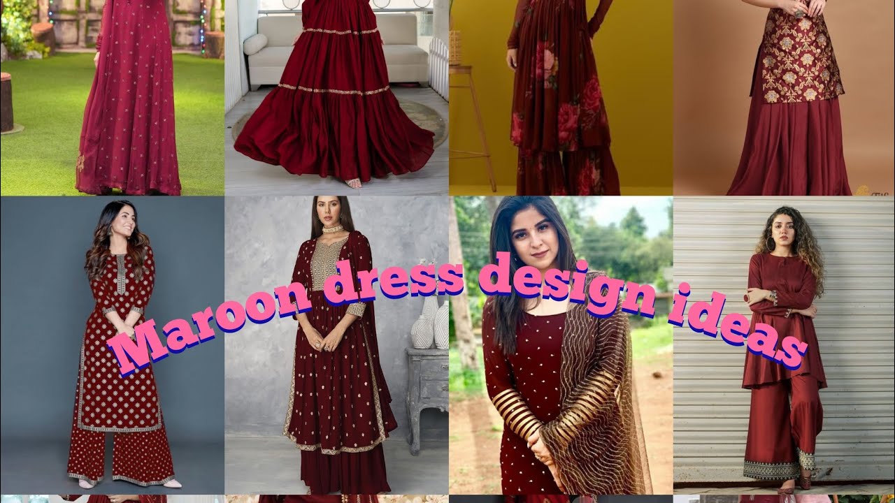 Maroon dress design ideas 2023/mehroon rang k kpdo k design. - YouTube