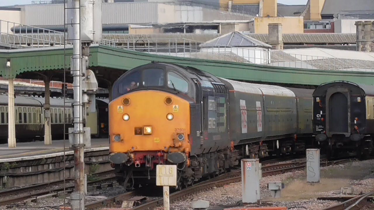 DRS MONSTER 37601 THRASHES Bristol Temple Meads with Old Motorrail ...
