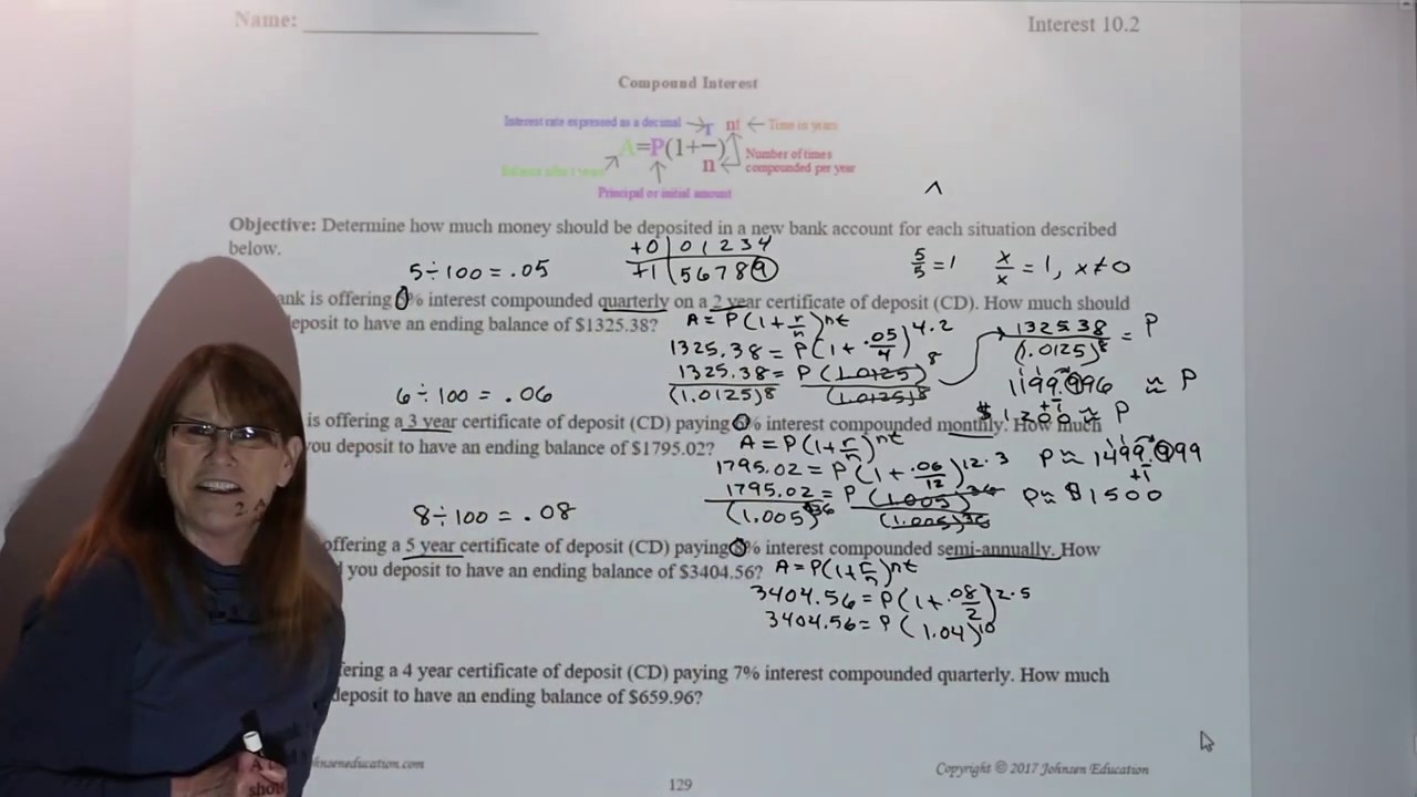 Finding Principal Compound Interest Word Problems - YouTube