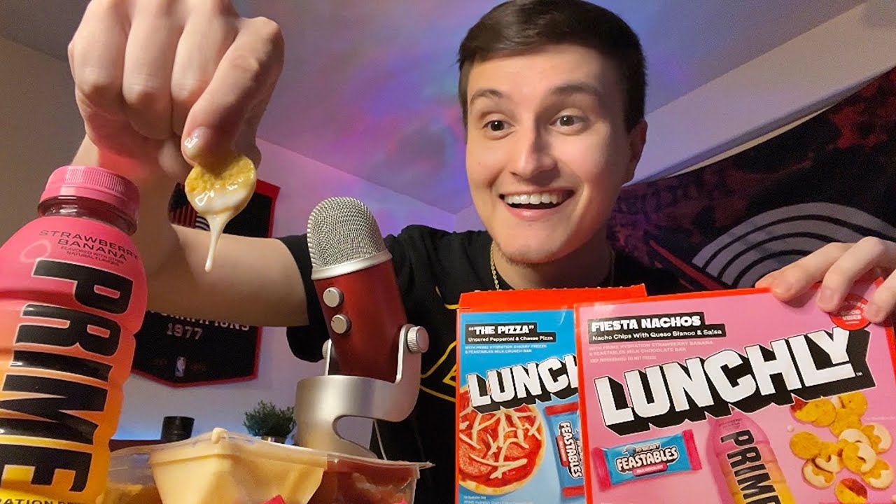 ASMR Lunchly Taste Test + Review 🔴🔵 (mukbang) - YouTube