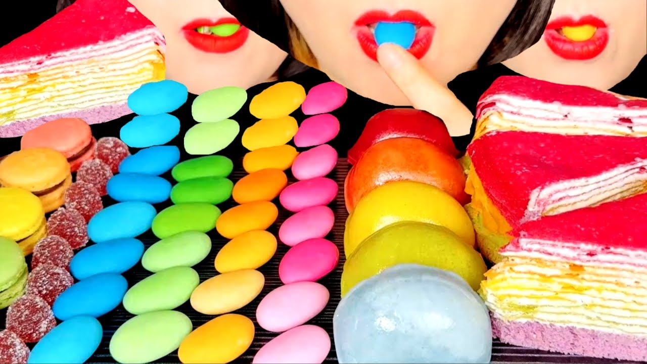 무지개 초콜릿 나바먹방 RAINBOW CHOCOLATE RAINBOW SONGPYEON RAINBOW CAKE ASMR ...