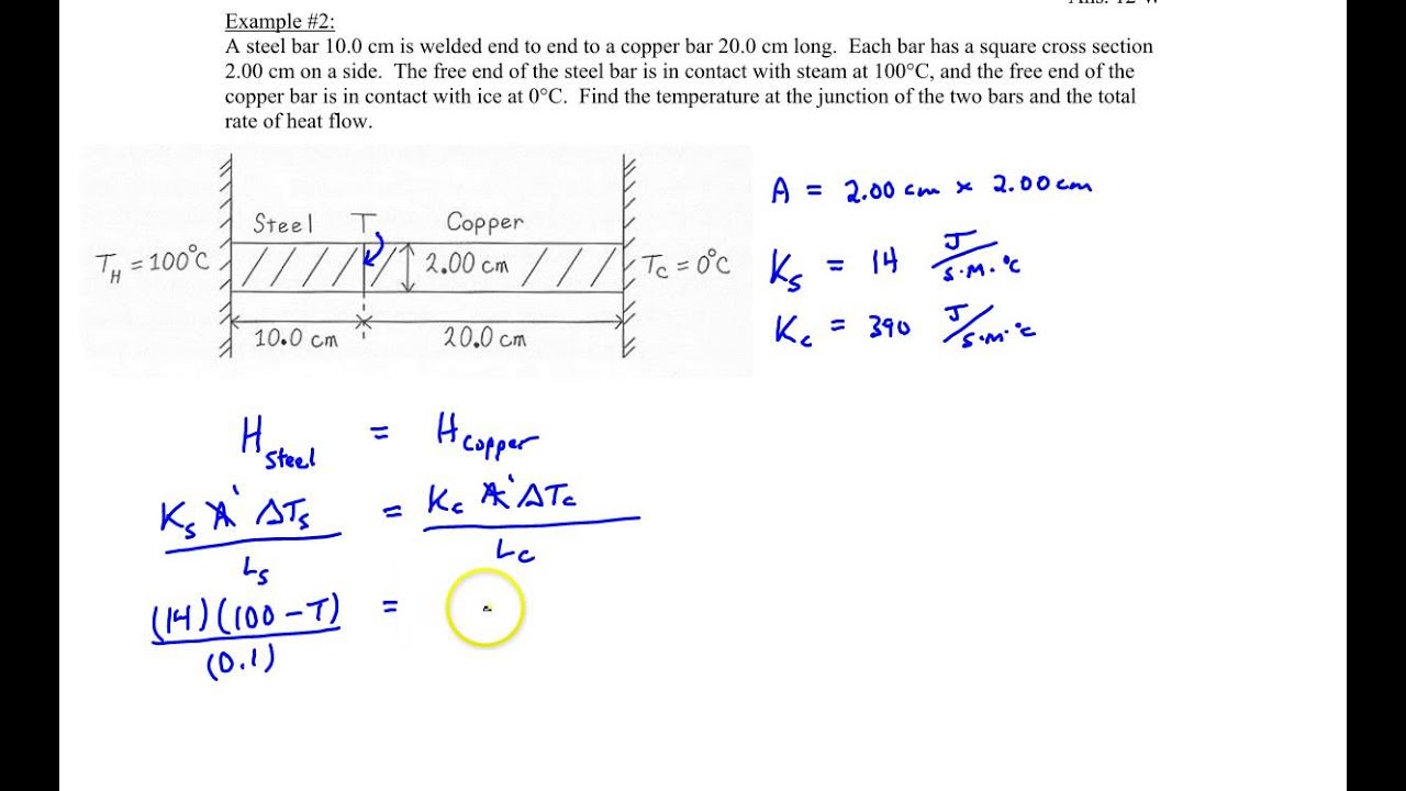 Chapter 13, Example #2 Conduction in two bars in series - YouTube