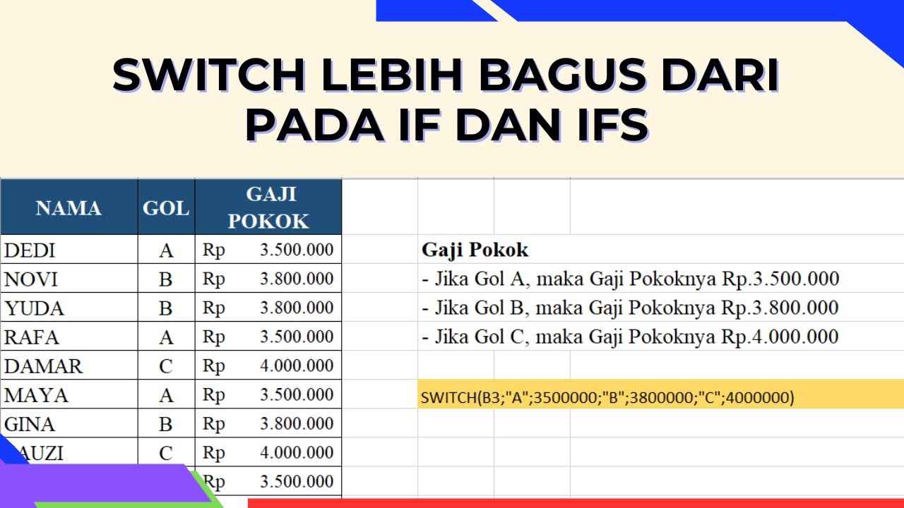 Penggunaan Rumus Switch Pengganti IF dan IFS - YouTube