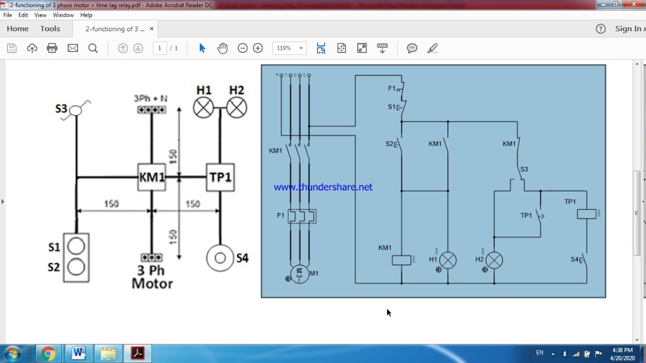 2-functioning of 3 phase motor + time lag relay - YouTube