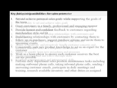 Sales promoter job description - YouTube