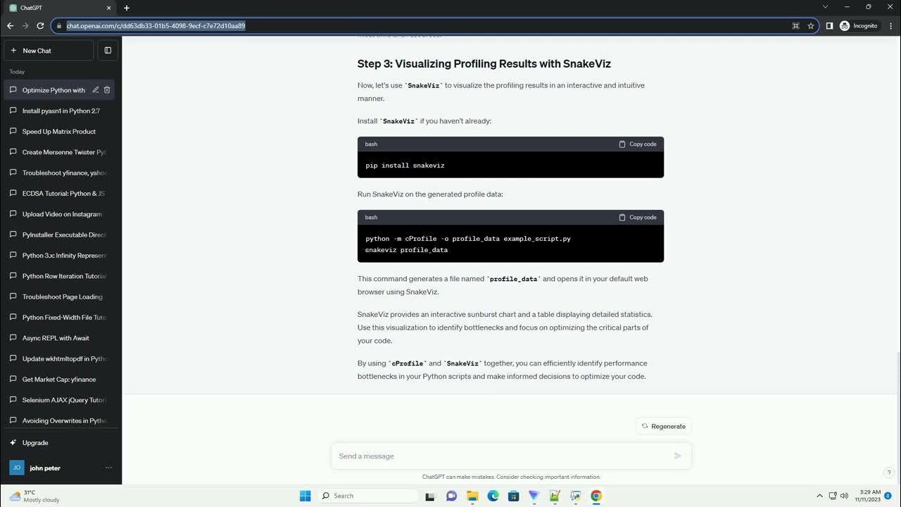 How to see what is slowing your Python script down using snakeviz and cProfile - YouTube