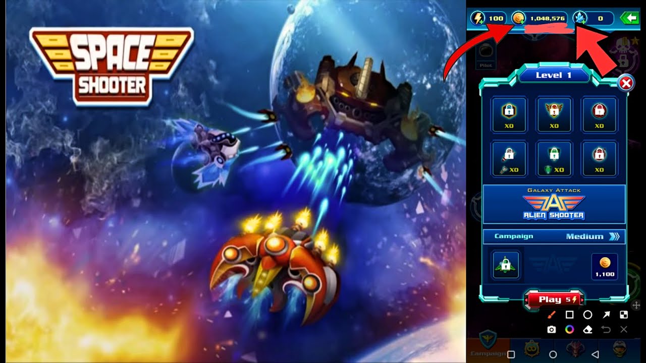 Galaxy Attack: Alien Shooter Mod Apk Hack || Unlimited Money Gems Hack ...