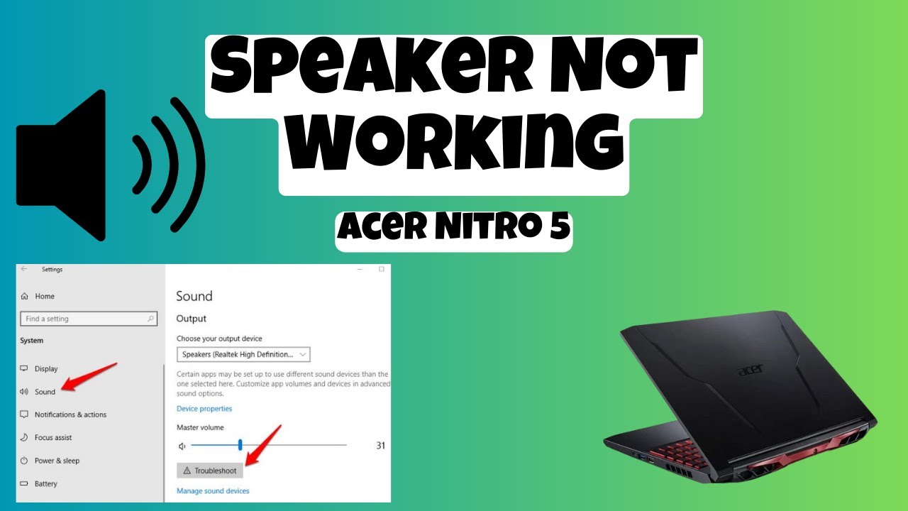 Laptop Speaker Not Working Acer Nitro 5 speaker || Speaker Not Working Windows 10 - YouTube