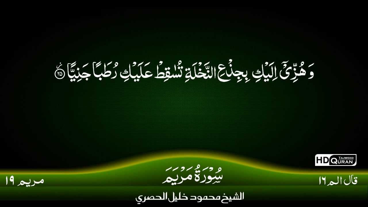 19 Surah Maryam TAJWEED QURAN by Siekh Mahmood Khalil Al Husari Husary
