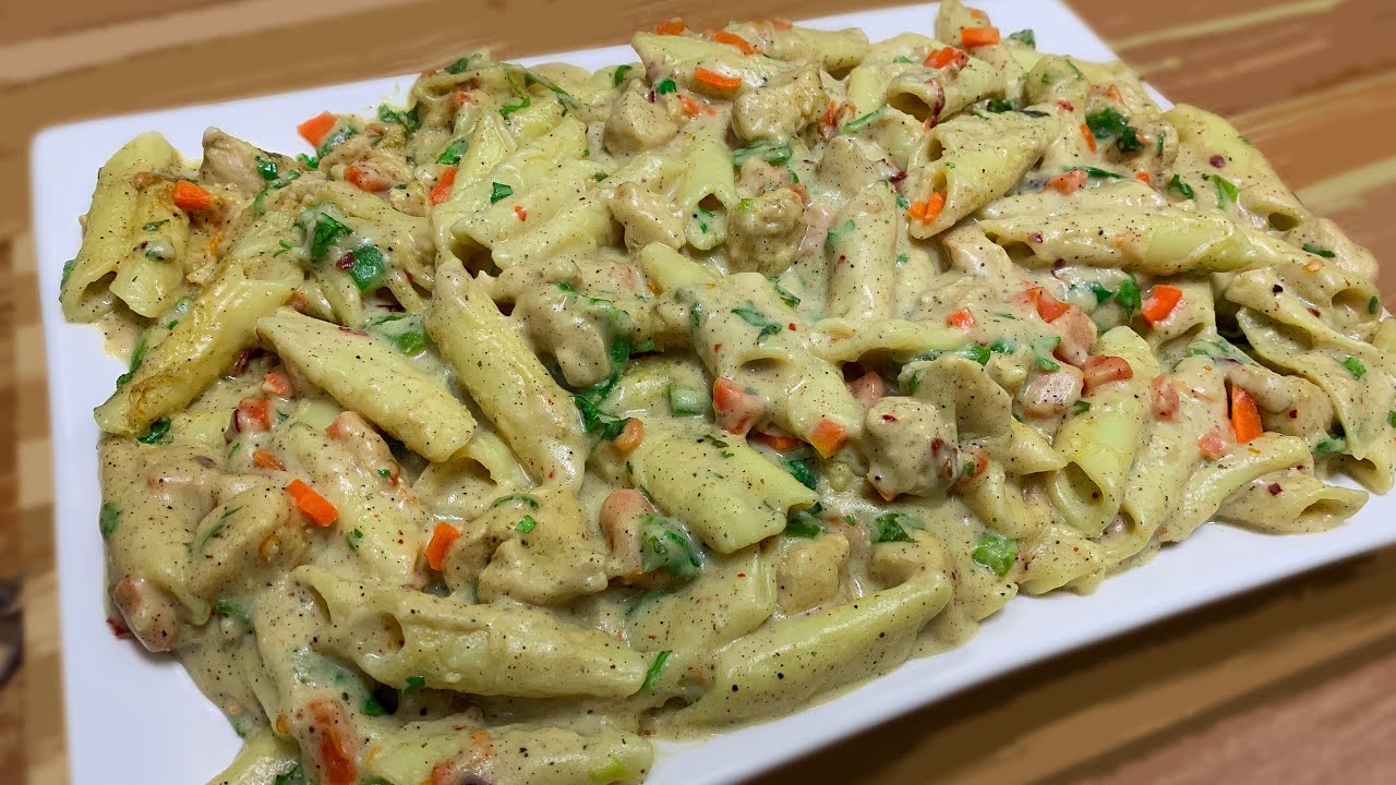 Restaurant Style White Sauce Pasta - Creamy Chicken Pasta - Pakistani ...