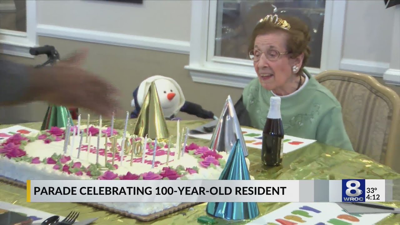 100th birthday of Rochester woman celebrated with parade, party - YouTube