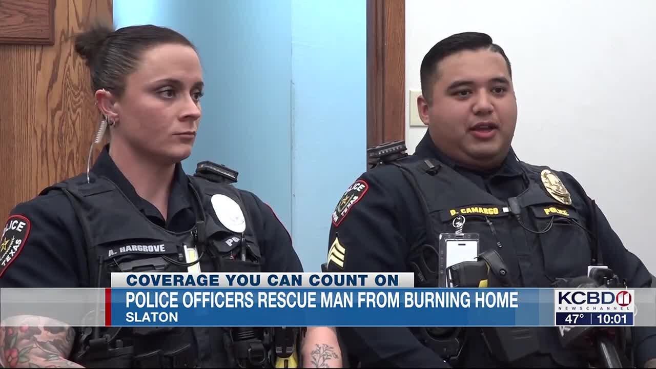 Slaton Police officers rescue man from burning home (10 p.m.) - YouTube