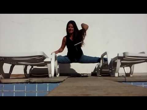 Middle Over Splits in two chairs using batons at the pool a la Ane ...