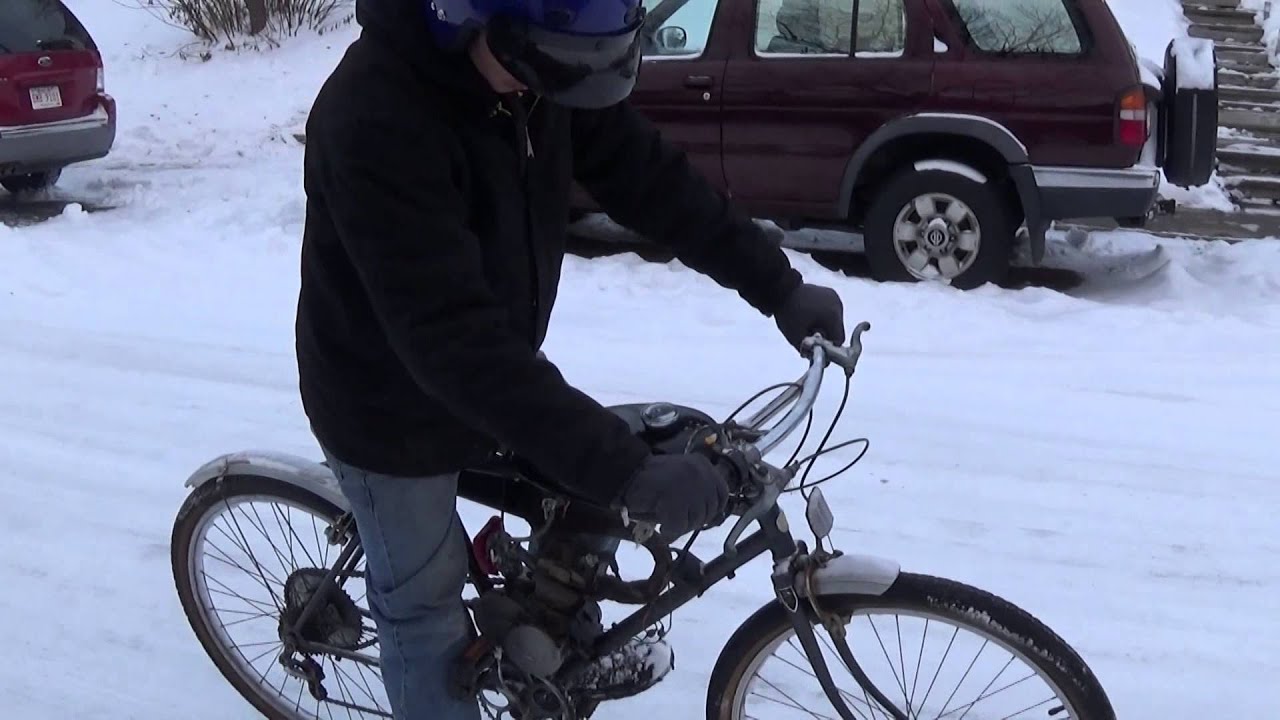 Motorized Bike Riding On Snow/ Update - YouTube