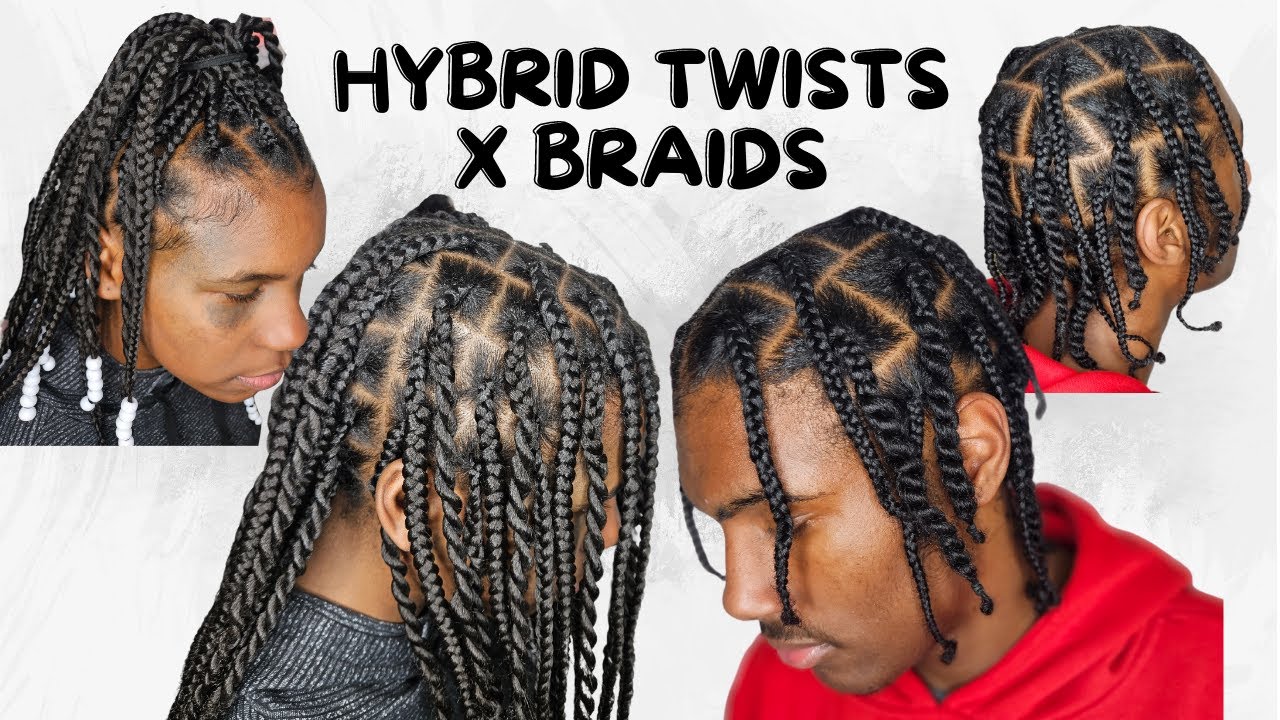 Hybrid Braids X Twist Tutorial Mashup with and without Extensions - YouTube