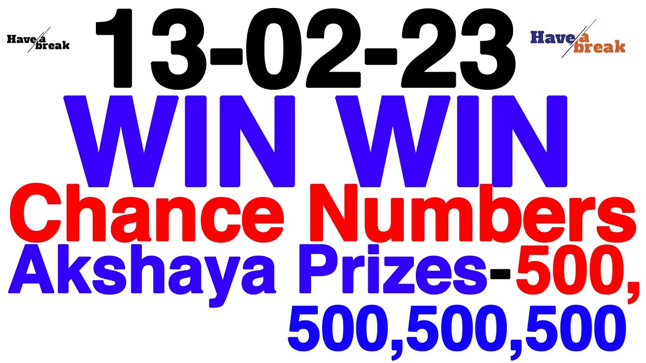 13-02-23 Win Win Lottery Chance Numbers ! Akshaya Prizes ...