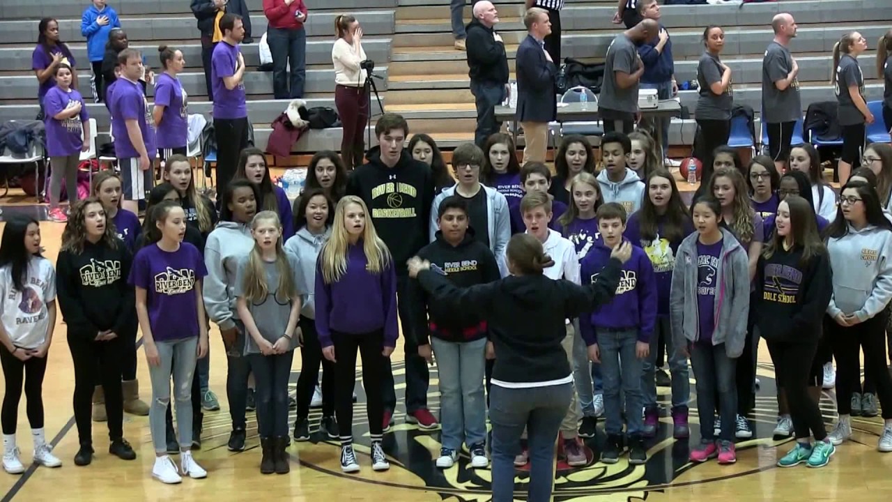 RiverBend Middle School Choir sings 'Star-Spangled Banner' - YouTube