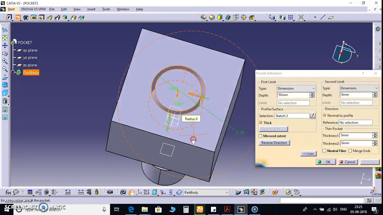 CATIA Tutorial-2 Pocket - YouTube